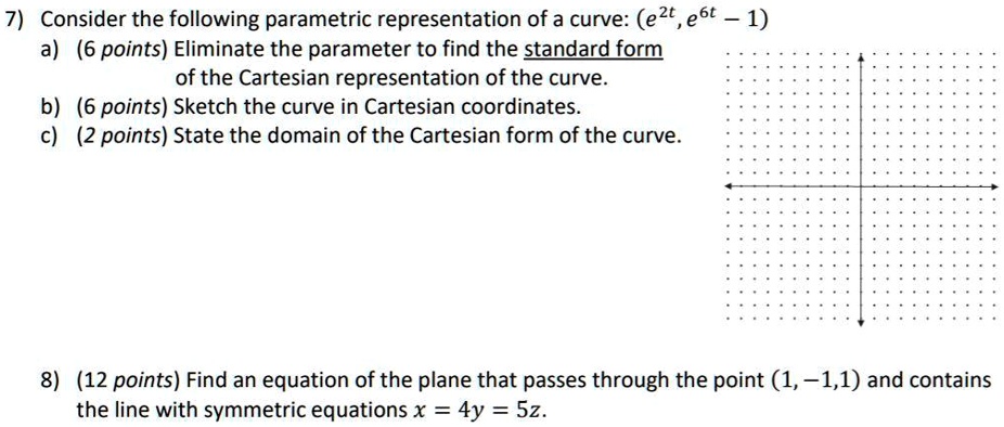 SOLVED:7) Consider the following parametric representation of a curve: (ezt , e6t _ 1) a) (6 ...