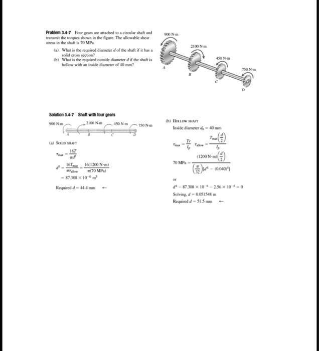 problem 34 7four gears are attached to a circular shaft aod tranmit the ...
