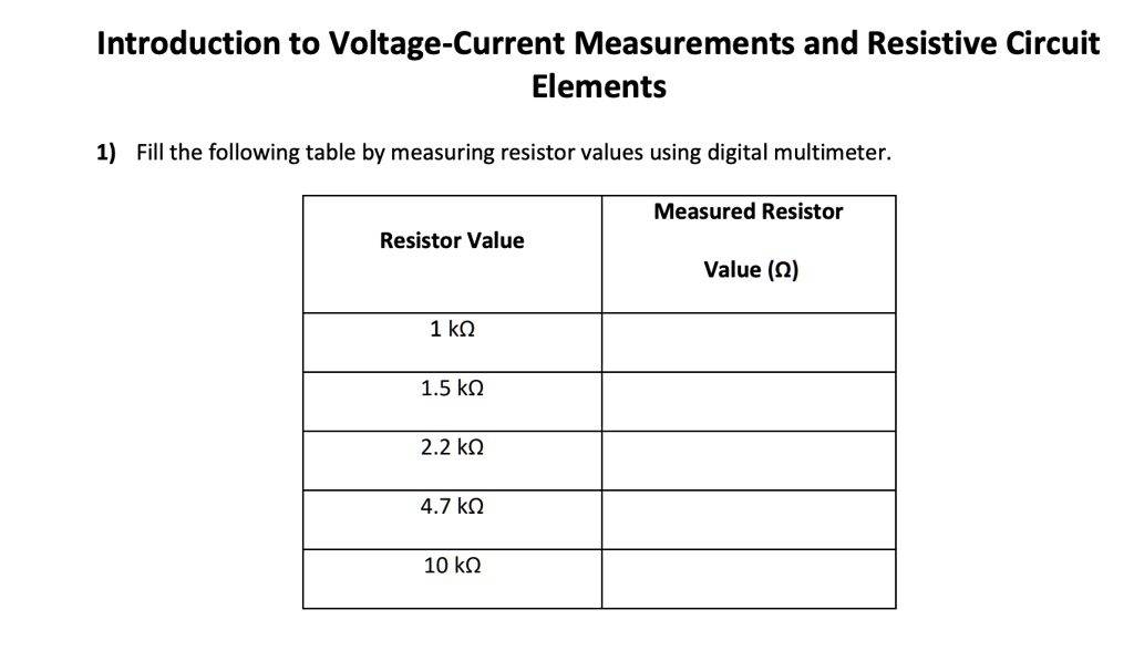 Introduction to Voltage-Current Measurements and Resistive Circuit ...