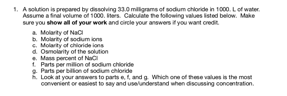 SOLVED: A solution is prepared by dissolving 33.0 milligrams of sodium ...