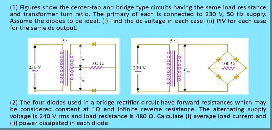Figures show the center-tap and bridge type circuits having the same ...
