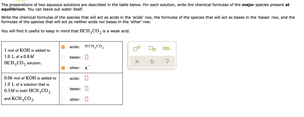 SOLVED: The preparations of two aqueous solutions are described in the ...