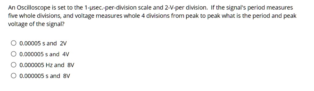 SOLVED: An Oscilloscope is set to the 1-usec:-per-division scale and 2 ...