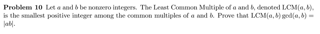 SOLVED:Problem 10 Let a and b be nonzero integers. The Least Common ...