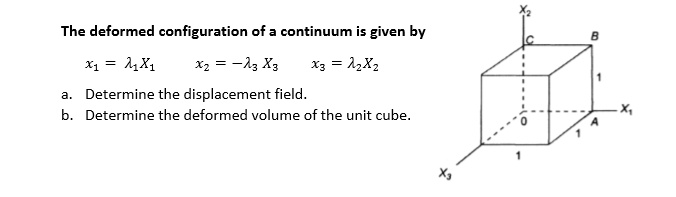 [GET ANSWER] The deformed configuration of a continuum is given by x1 ...