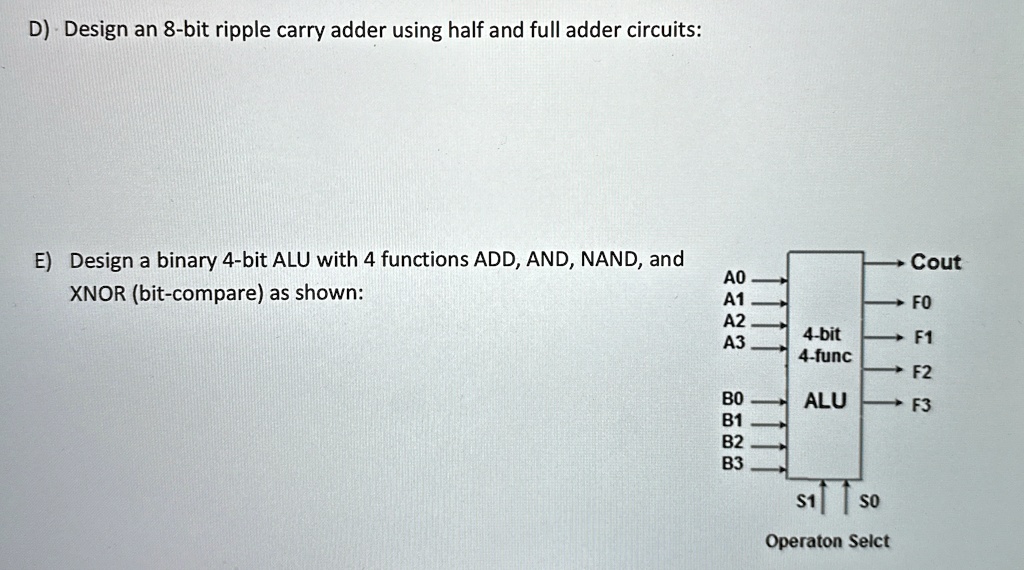 D Design An 8 Bit Ripple Carry Adder Using Half And Full Adder