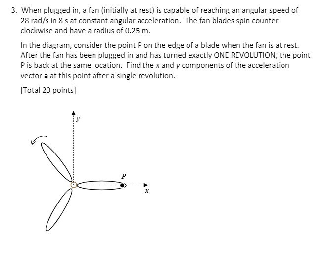 when plugged in fan initially at rest is capable of reaching an angular ...