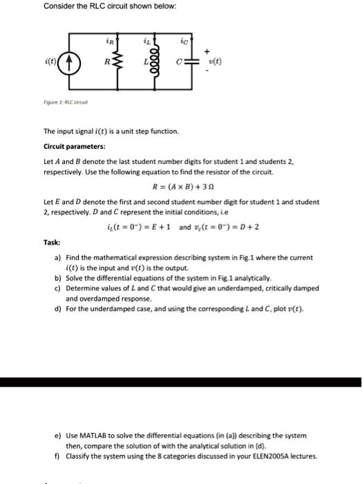 consider the rlc circuit shown below figure 1 rlc circuit the input ...