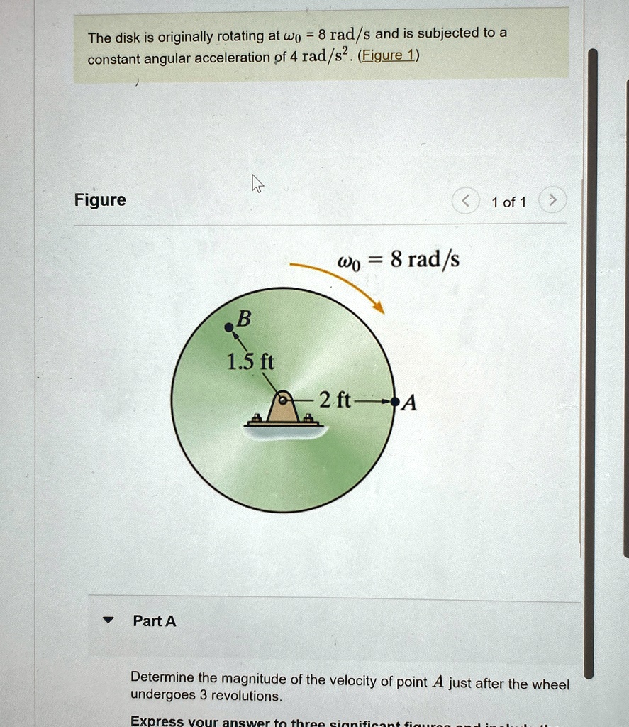 The disk is originally rotating at ω0 = 8 rad/s and is subjected to a constant angular ...