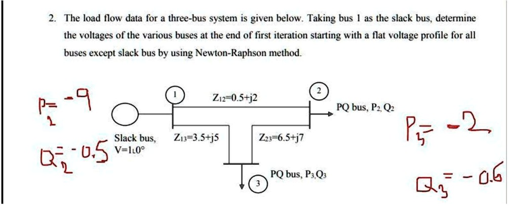 SOLVED: the answer should be using N-R method tell end . All values are in PU 2. The load flow ...