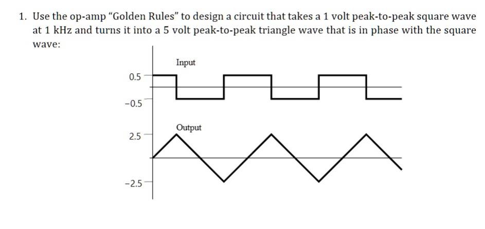 1. Use the op-amp "Golden Rules" to design a circuit that takes a 1 ...