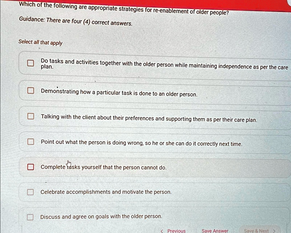 which of the following are appropriate strategies for re enablement of ...