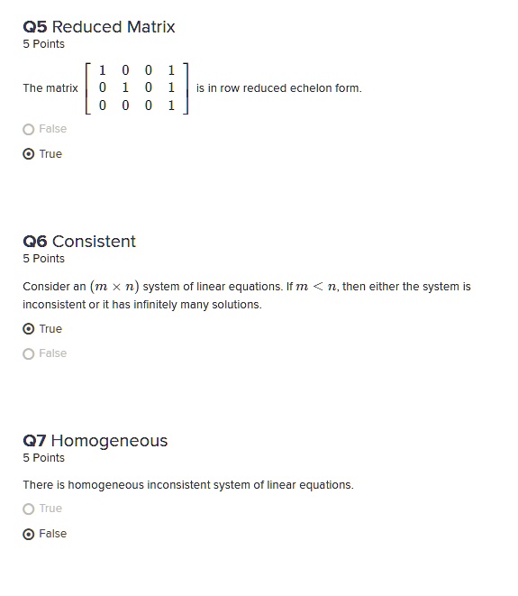 SOLVED:05 Reduced Matrix 5 Points The matrix in row reduced echelon ...