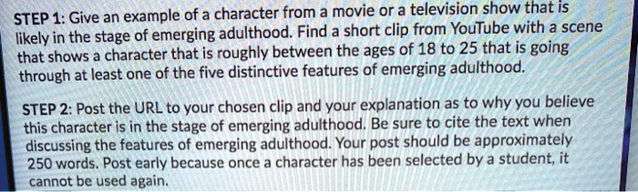 step1give an example of a character from a movie or a television show ...