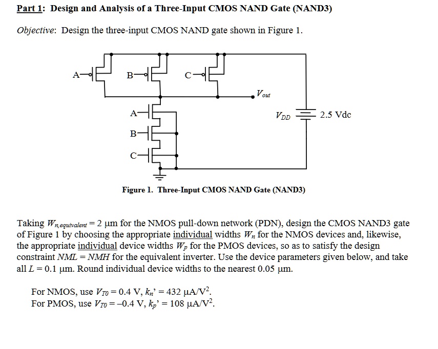 Part 1: Design and Analysis of a Three-Input CMOS NAND Gate (NAND3) Objective: Design the three ...