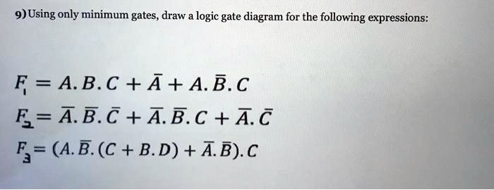 9 using only minimum gates draw a logic gate diagram for the following ...