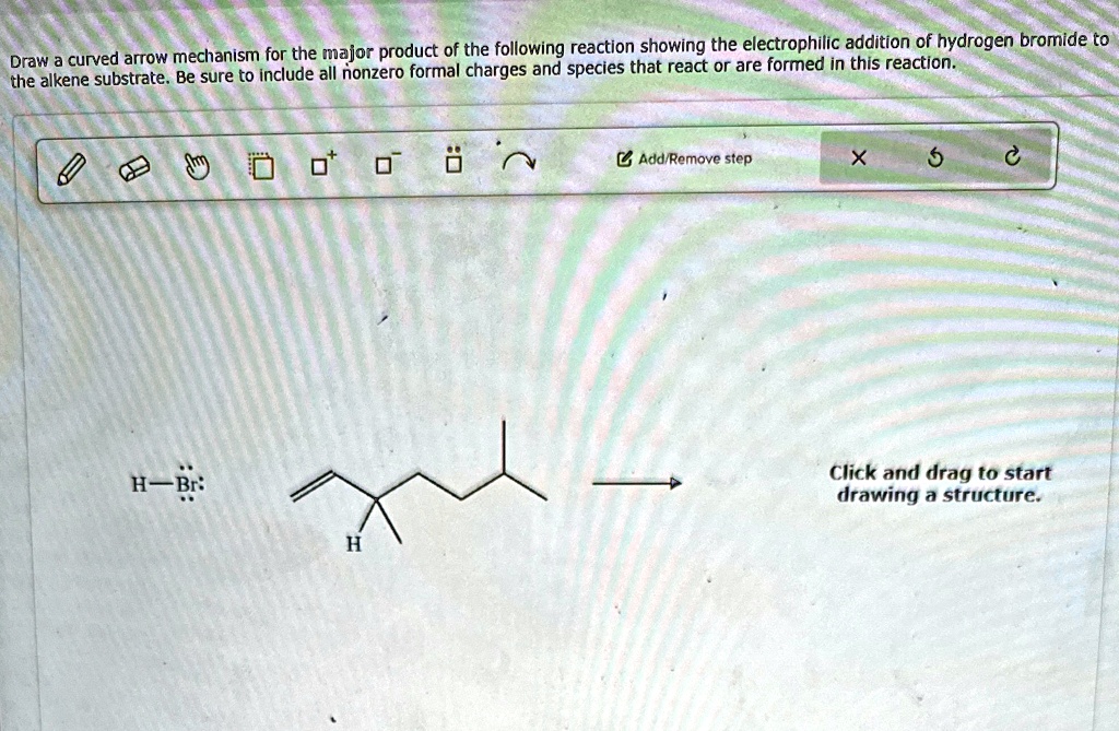 draw a curved arrow mechanism for the major product of the following reaction showing the ...