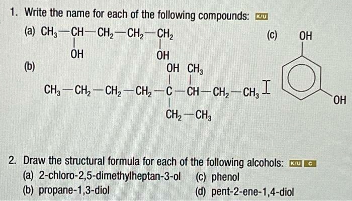 1. Write the name for each of the following compounds: KU (a) CH3-CH ...