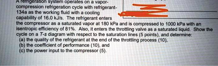 A refrigeration system operates on a vapor-compression refrigeration ...