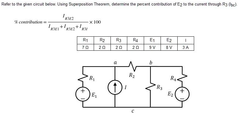 Refer to the given circuit below. Using Superposition Theorem, determine the percent ...