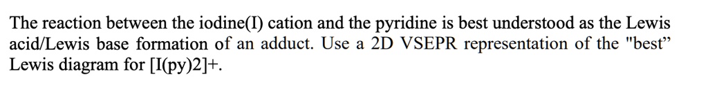 The reaction between the iodine(I) cation and the pyridine...
