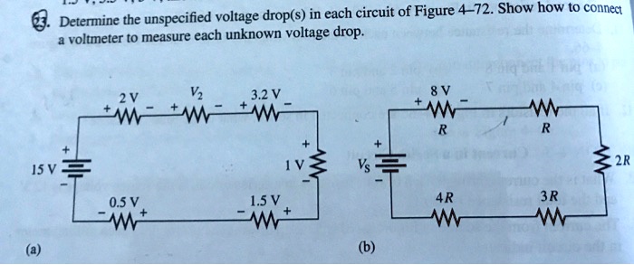 SOLVED: Determine the unspecified voltage drops in each circuit of ...