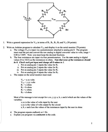 SOLVED: Write an Arduino program to calculate Vout and display it in ...