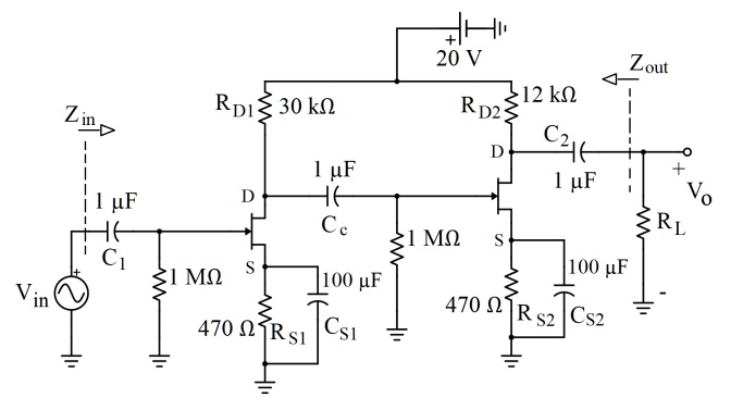 SOLVED: The following amplifier consists of two JFETs in cascade. From ...
