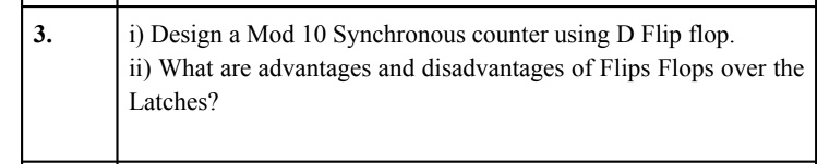 SOLVED: explain in detail i) Design a Mod 10 Synchronous counter using ...