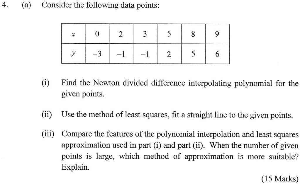 SOLVED: (e Consider the following data points: 4 5 8 2 3 6 ( -3 5 -1 N ...