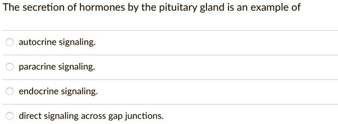 the secretion of hormones by the pituitary gland is an example of ...
