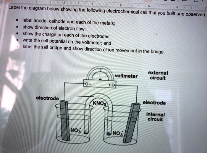 SOLVED: Label the diagram below showing the following electrochemical cell that you built and ...