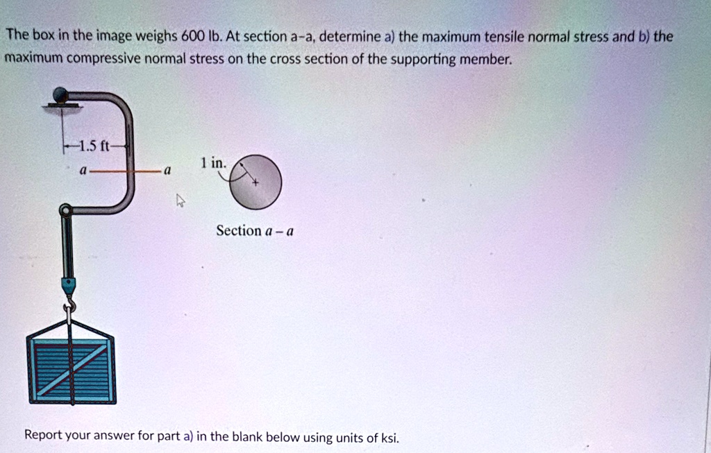 the box in the image weighs 600 lb at section a a determine a the ...