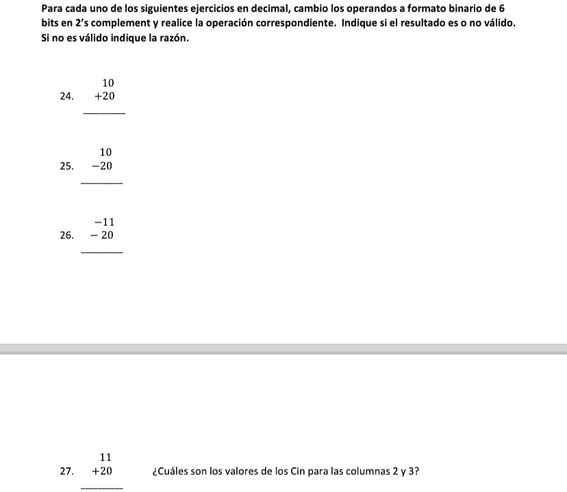 Para cada uno de los siguientes ejercicios en decimal, cambio los ...
