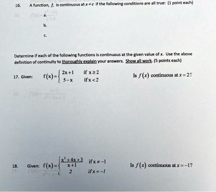Solved A Function F Is Continuous At X € If The Following