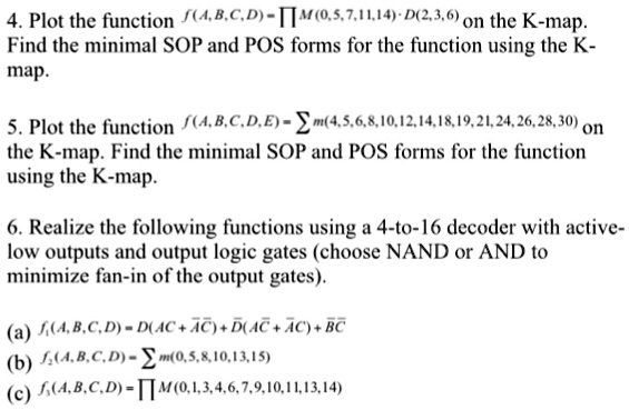 SOLVED: Find the minimal SOP and POS forms for the function using the K map. the K-map.Find the ...