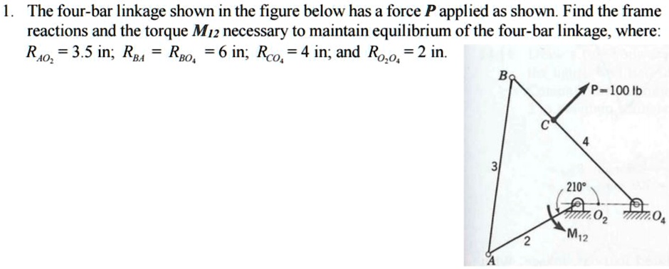 1. The four-bar linkage shown in the figure below has a...