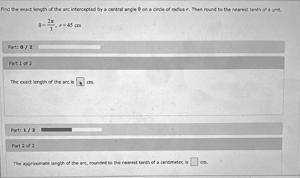 find the exact length of the arc intercepted by central angle 0 on a ...