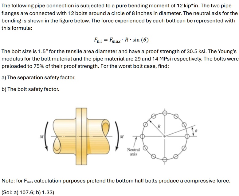 the following pipe connection is subjected to a pure bending moment of ...