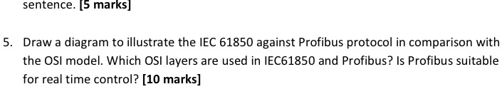 sentence. [5 marks] 5. Draw a diagram to illustrate the IEC 61850 ...