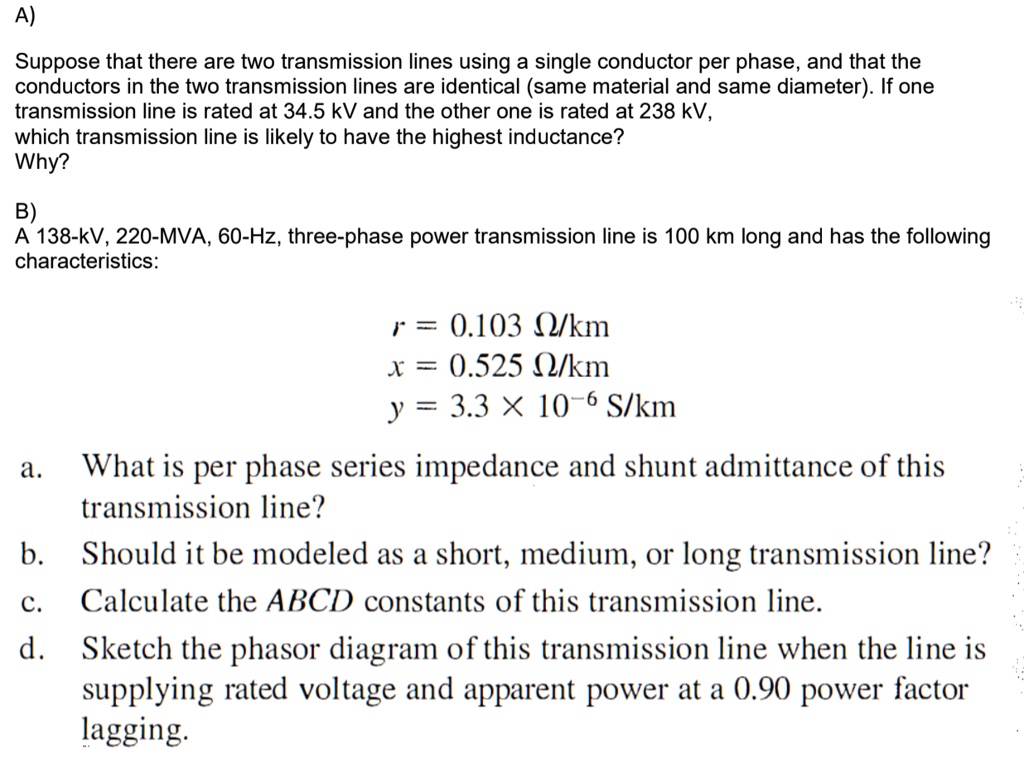 SOLVED: A) Suppose that there are two transmission lines using a single ...