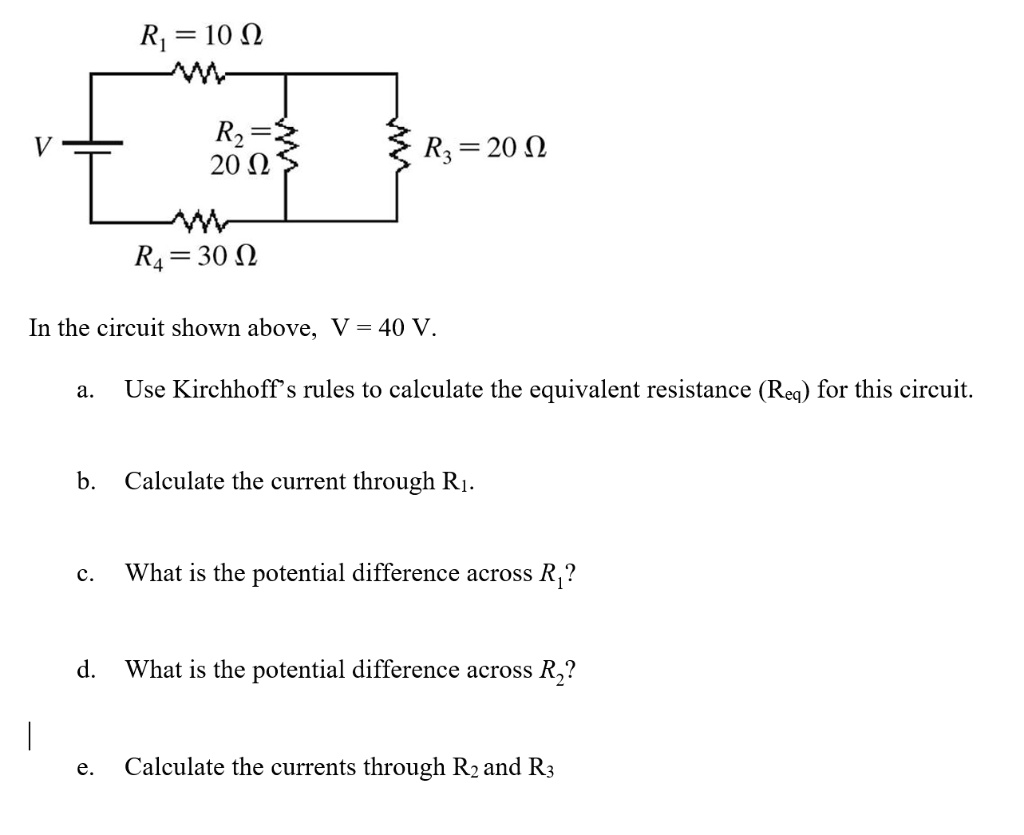 SOLVED:U 01 = "x Rz = U 0z Rz = 20 n R4 = 30 In the circuit shown above, V 40 V. Use Kirchhoff s ...