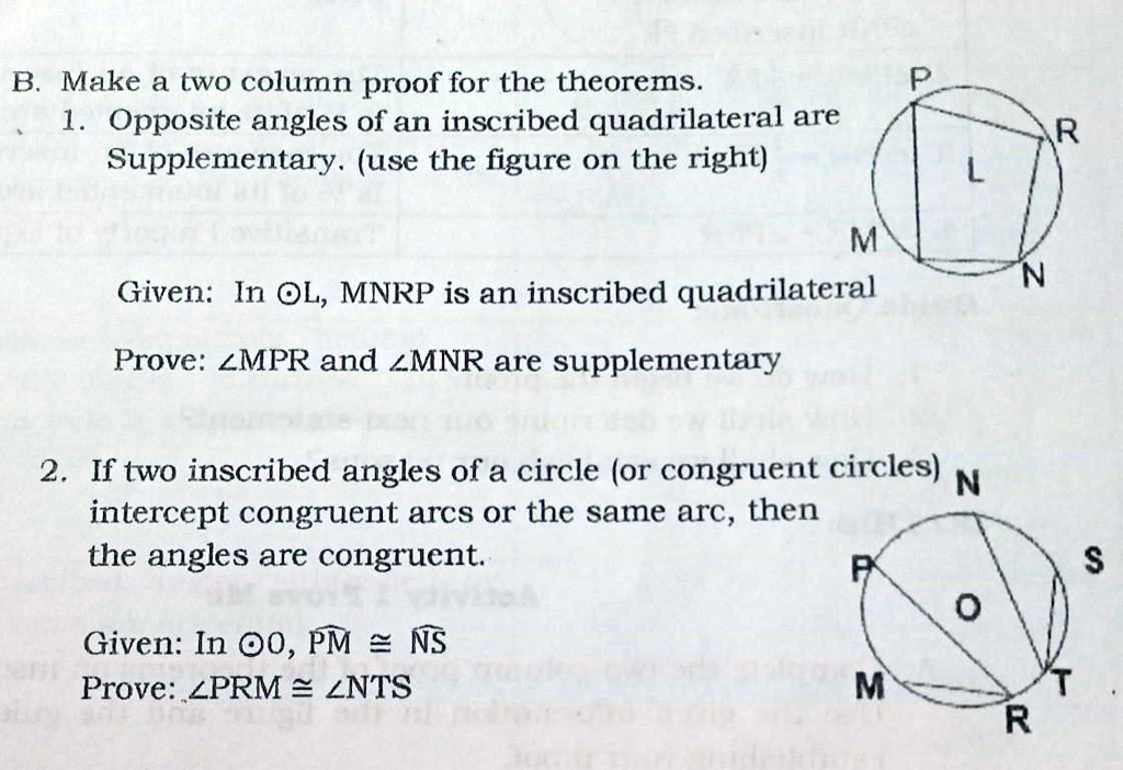 SOLVED: '30 points sa maka sagot. B. Make a two column proof for the ...