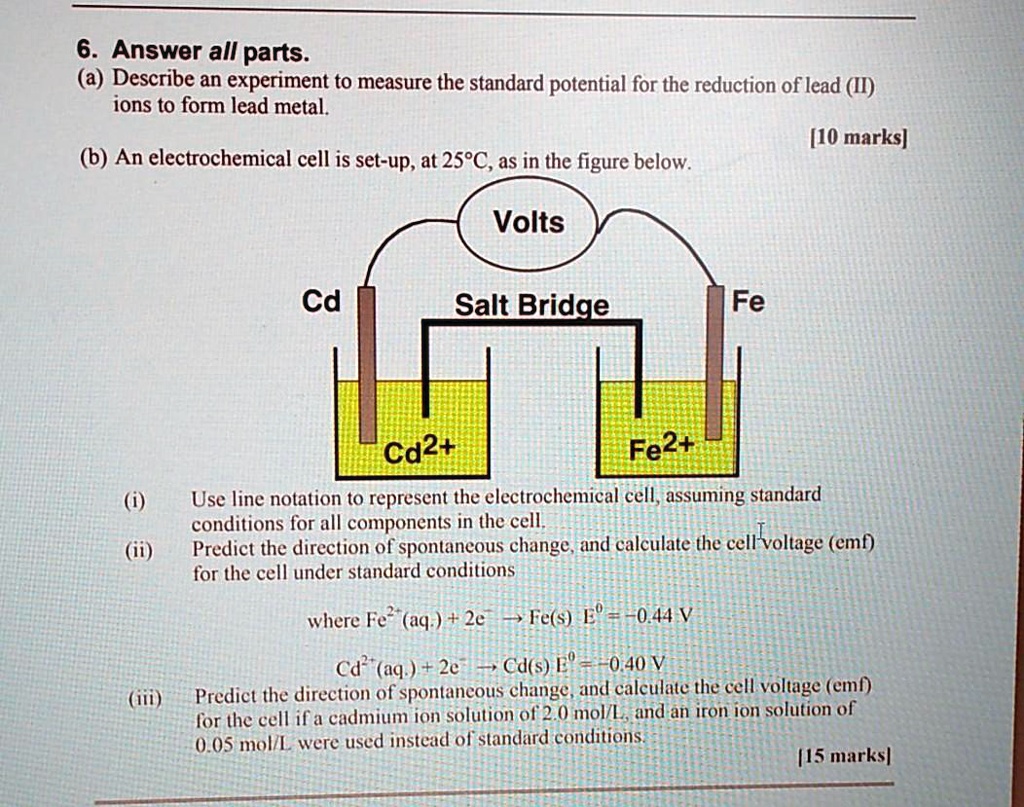 6 answer all parts a describe an experiment to measure the standard ...