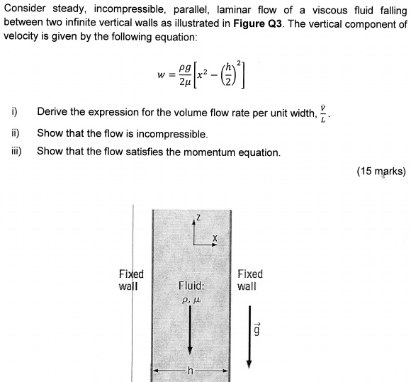SOLVED: Fluid Mechanics Consider steady, incompressible, parallel, laminar flow of a viscous ...