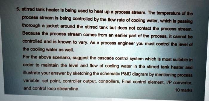 SOLVED: PID diagram process and instrumentation A stirred tank heater ...
