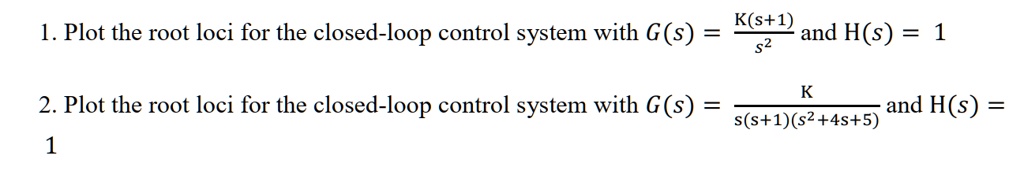 Solved Plot The Root Loci For The Closed Loop Control System With Gs 5978