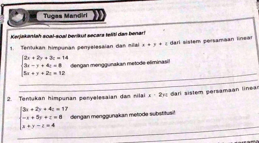 SOLVED: Pelajaran kelas 1 smk tolongin buat selesain tugas saya. Tugas ... SOLVED: Pelajaran kelas 1 smk tolongin buat selesain tugas saya. Tugas ...