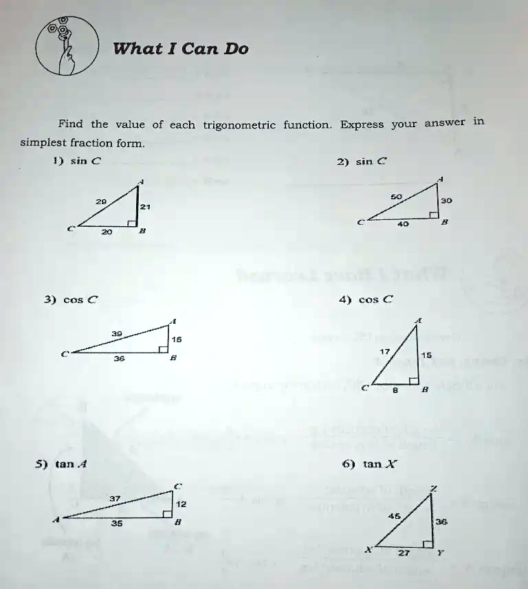 Solved What I Can Do Find The Value Each Trigonometric Function