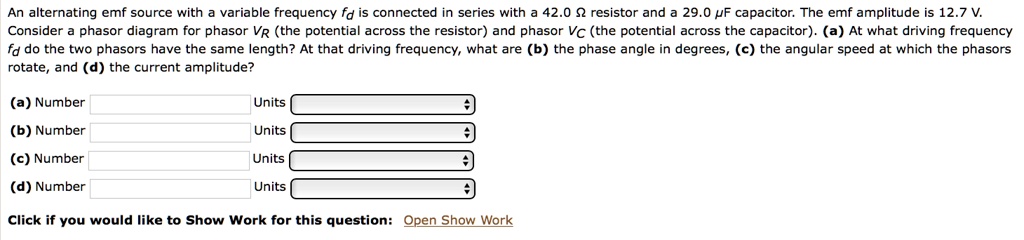 an alternating emf source with variable frequency fd is connected in series with 9 resistor and ...